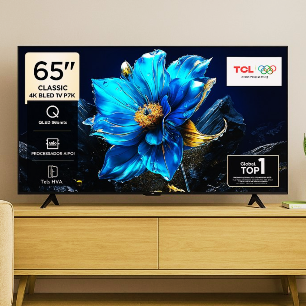 Smart TV 65″ TCL 4K UHD QLED 65P7K Google TV AiPQ Google Assistente 3 ...